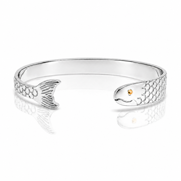 Cape Cod Fish Bracelet in Sterling Silver with a 14K Yellow Gold Eye